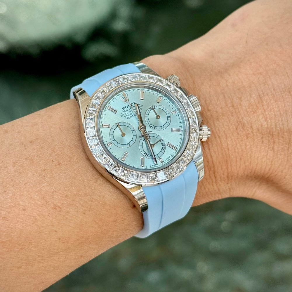 Baby Blue Rubber Strap for Rolex Daytona – Soft & Fresh | Helvetus®
