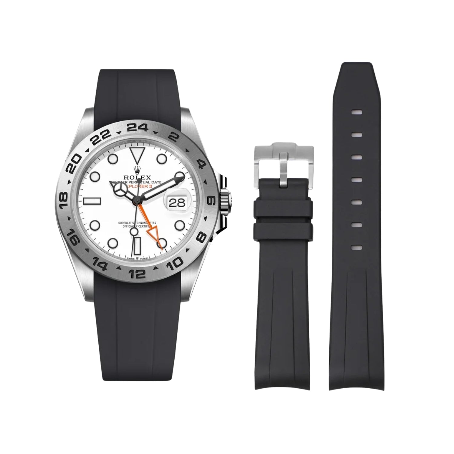 Rolex Explorer II Rubber Strap in Black - Helvetus® Switzerland