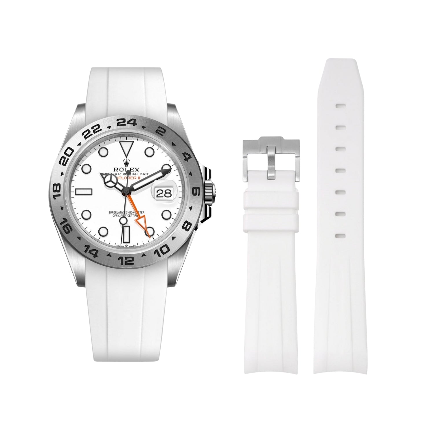 Rolex Explorer II Rubber Strap in White - Helvetus® Switzerland