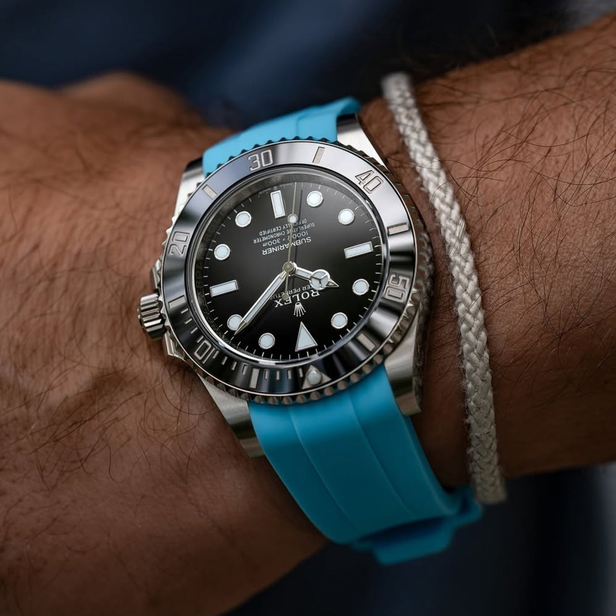 Light Blue Rubber Strap for Rolex Submariner – Fresh Fit | Helvetus®