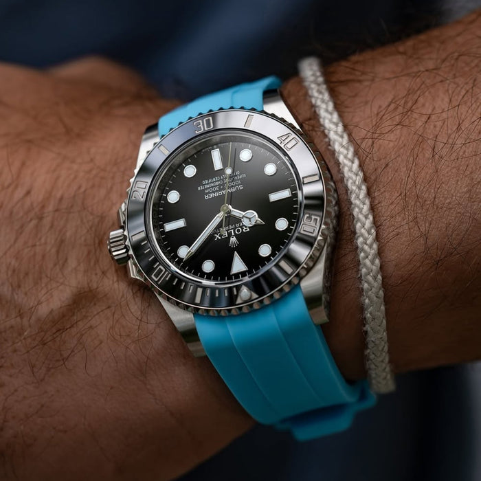 Light Blue Rubber Strap for Rolex Submariner – Fresh Fit | Helvetus®