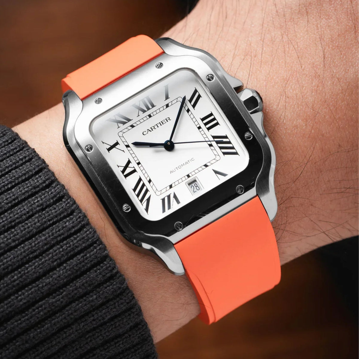 Orange Rubber Strap for Cartier Santos Medium/Large – Quick Release ...